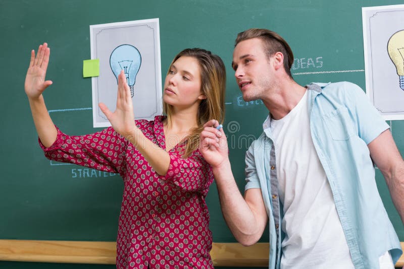 Creative Business People at Work Against Blackboard Stock Image - Image ...