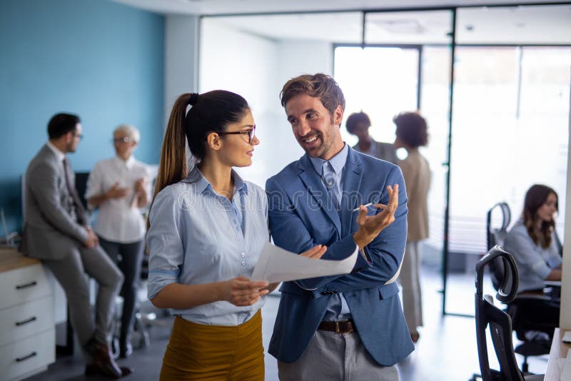 Creative Business People Working on Business Project in Office Stock ...