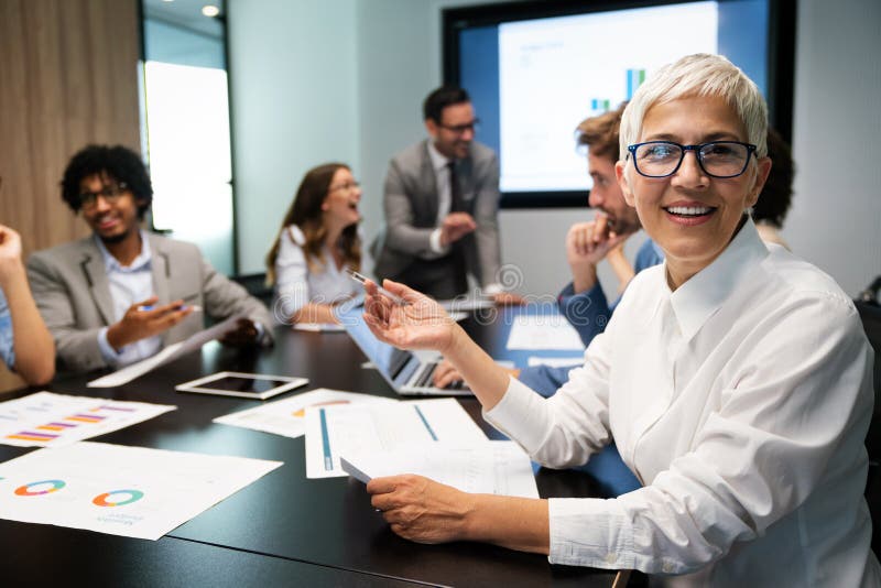 Creative Business People Working on Business Project in Office Stock ...