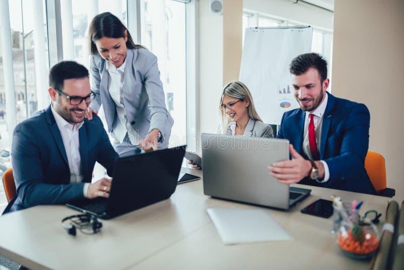 Creative Business People Working on Business Project in Office Stock ...