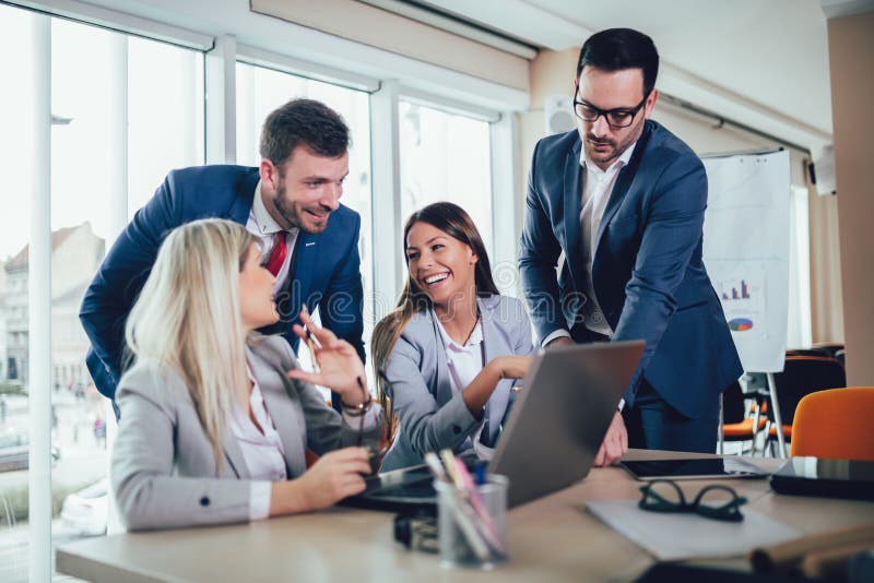 Creative Business People Working on Business Project in Office Stock ...