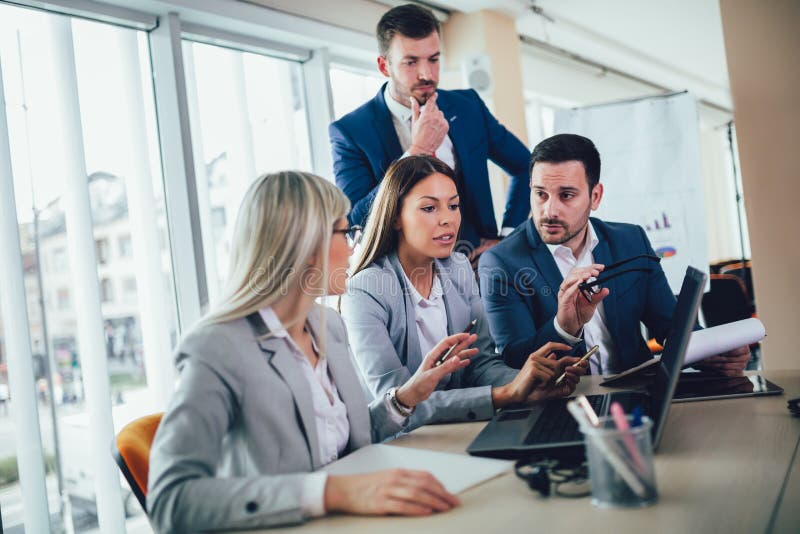 Creative Business People Working on Business Project in Office Stock ...