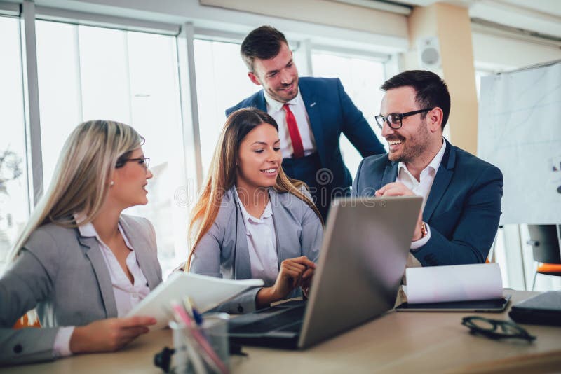 Creative Business People Working on Business Project in Office Stock ...