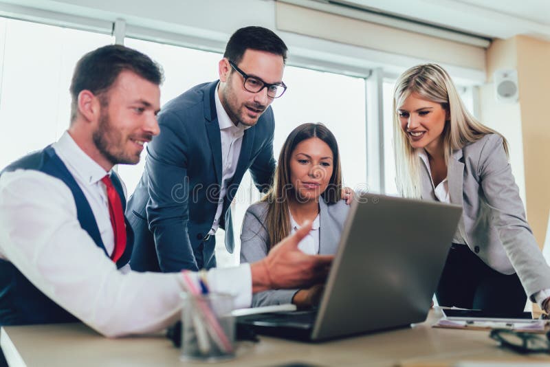 Creative Business People Working on Business Project in Office Stock ...