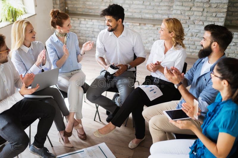 Creative Business People Working on Business Project in Office Stock ...