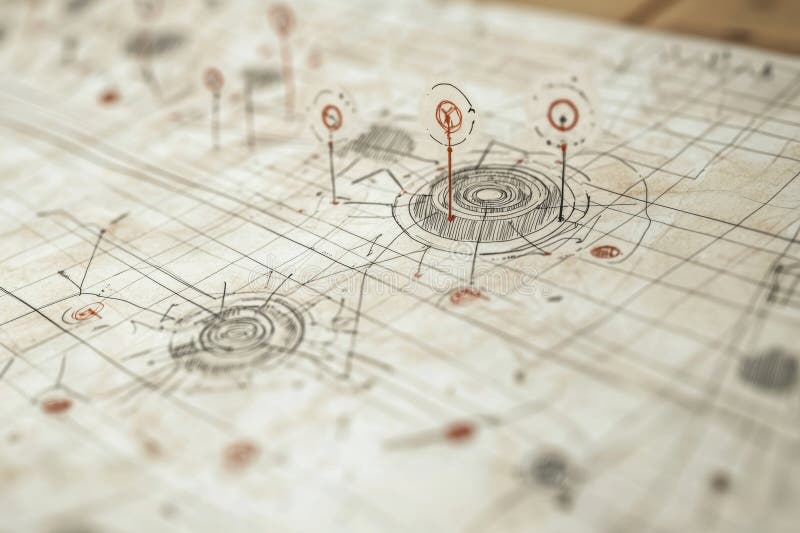 Creative Business Strategy Map with Goals and Icons on Subtle Grid ...