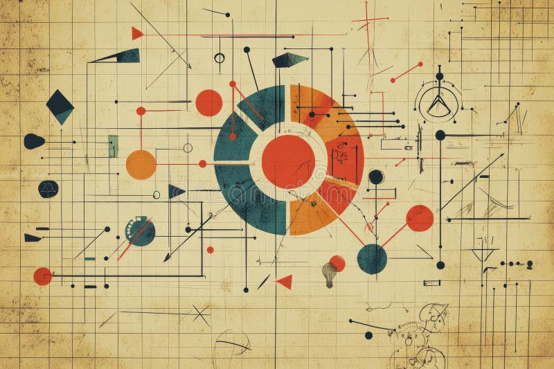 Creative Business Strategy Map with Goals and Icons on Subtle Grid ...