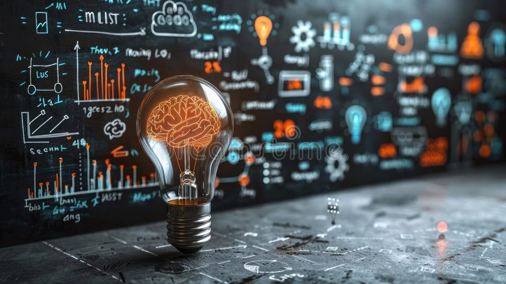 Creative Business Strategy Plan Concept with Light Bulb and Brain ...