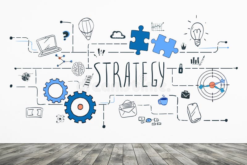 Creative Business Strategy Sketch Drawn in Concrete Room Stock Image ...