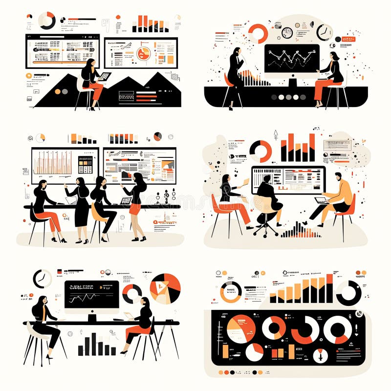 Creative Business Success Illustration with Diverse Team and Vibrant ...