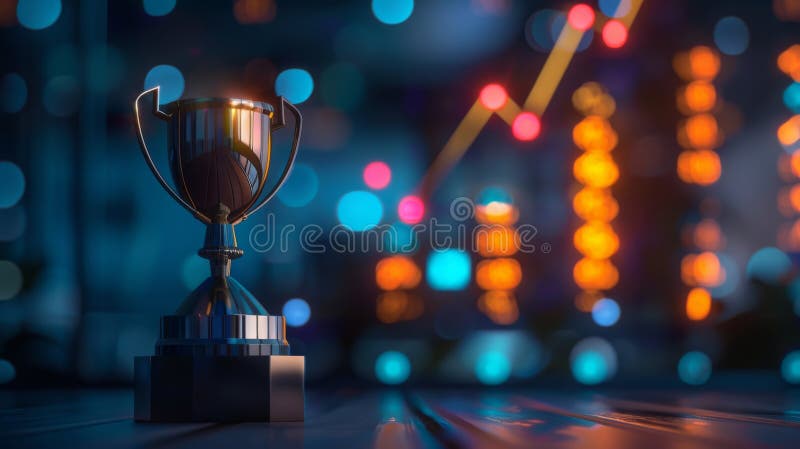 Creative Business Success with Trophy and Rising Graph Stock ...