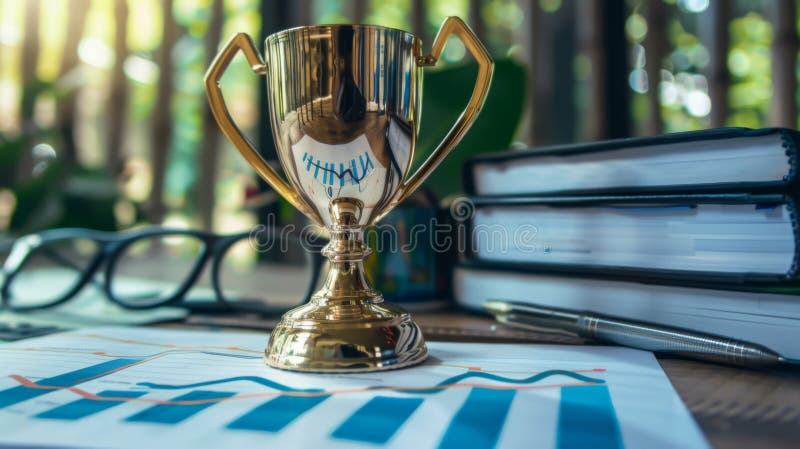 Creative Business Success with Trophy and Rising Graph Stock ...