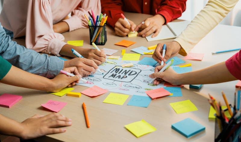 Creative Business Team Brainstorming about Marketing Plan. Closeup ...