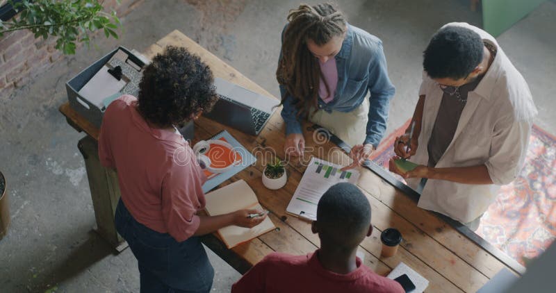 Creative Business Team Brainstorming Talking Studying Documents ...