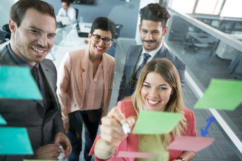 Creative Business Team Looking at Sticky Notes Stock Image - Image of ...