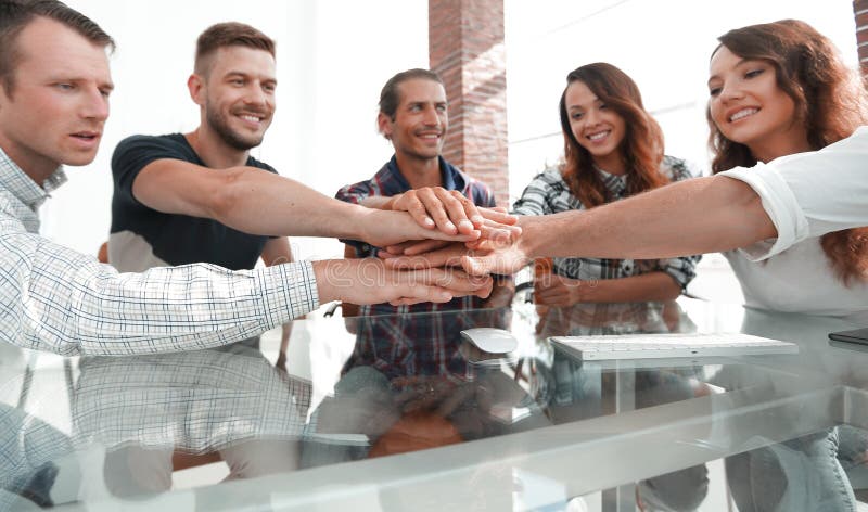 Creative Business Team Putting Hands Together at the Office Stock Image ...