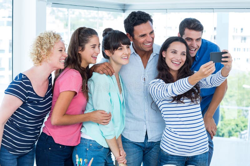 Creative Business Team Taking a Selfie Stock Photo - Image of group ...