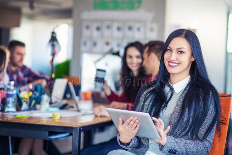 Creative Business Team Working Hard Together in Casual Office Stock ...