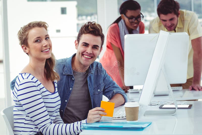 Creative Business Team Working Hard Together on Pc Stock Image - Image ...