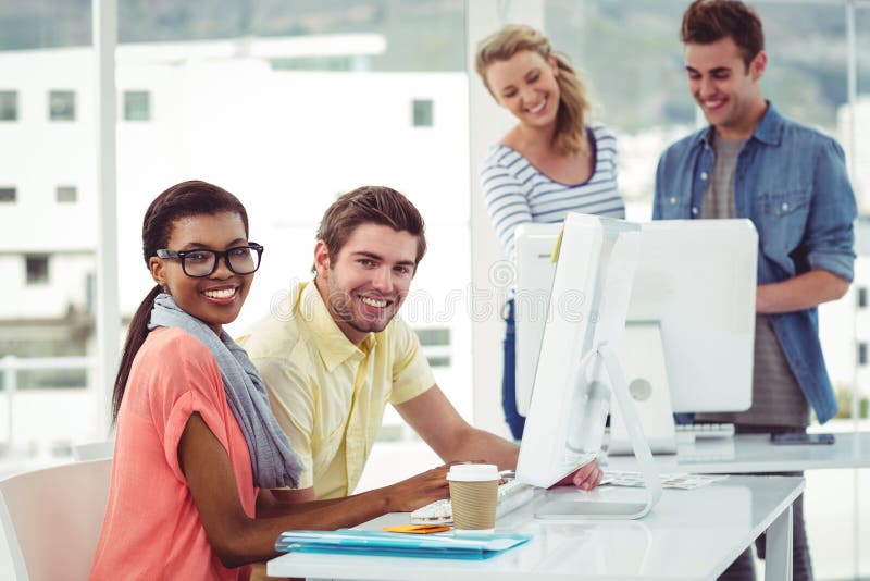 Creative Business Team Working Hard Together on Pc Stock Image - Image ...
