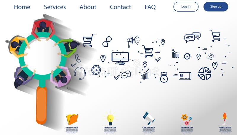 Creative Business Thinking,Magnifying Glass for Success,set Icon, Plan ...