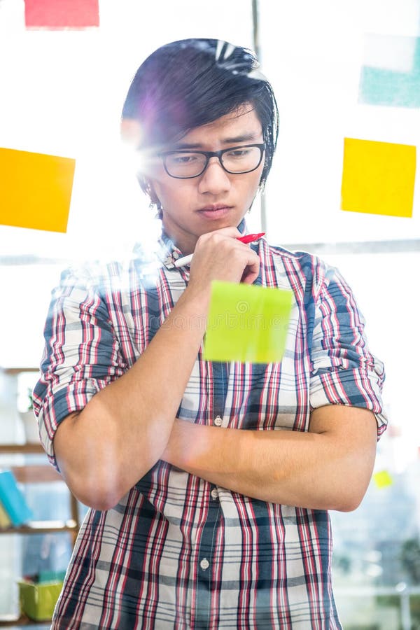 Creative Businessman Writing on Sticky Notes Stock Image - Image of ...