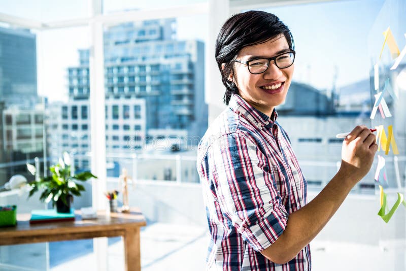 Creative Businessman Writing on Sticky Notes Stock Image - Image of ...