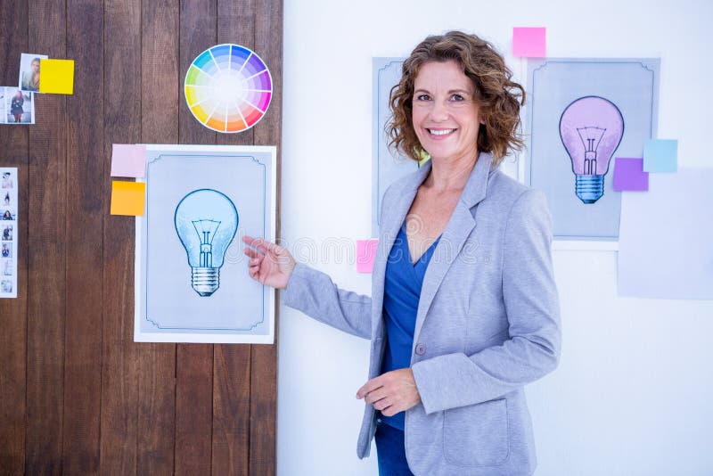 A Creative Businesswoman Pointing Poster Stock Image - Image of hand ...