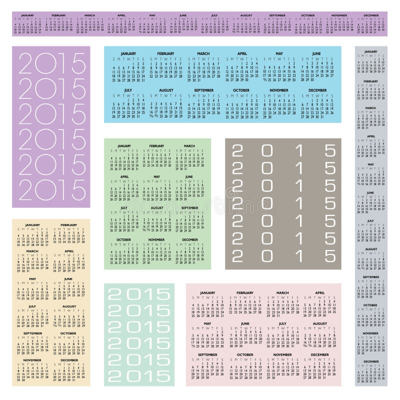 2015 Creative Calendar in Multiple Configurations Stock Vector ...