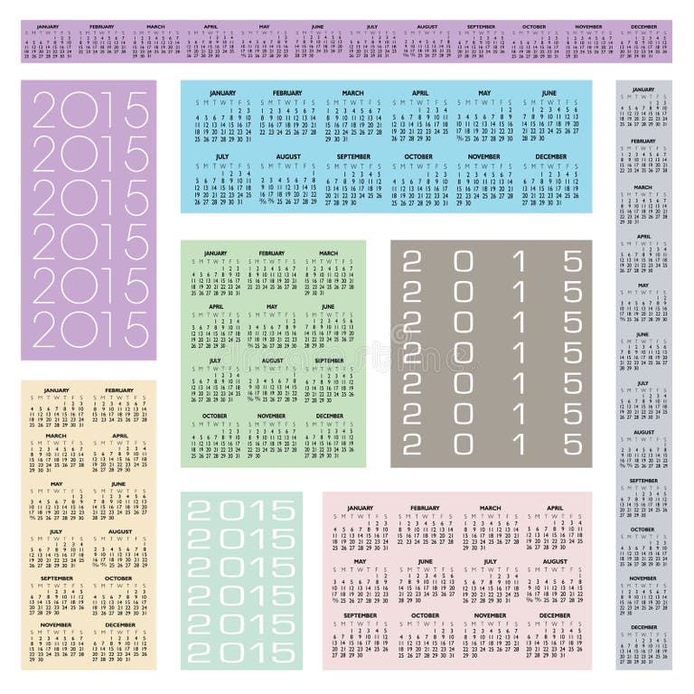 2015 Creative Calendar in Multiple Configurations Stock Vector ...