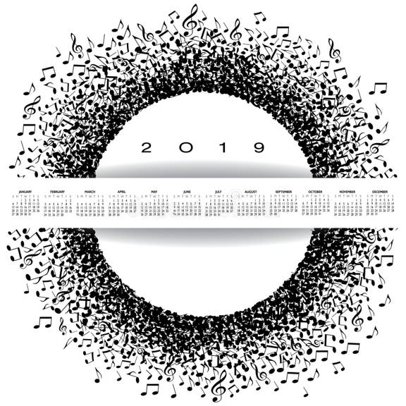 2019 Calendar with a Whimsical Note Background Stock Vector ...