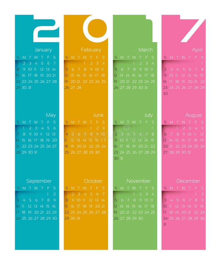 Creative Calendar Template for 2020 Year with Colorful Modern Abstract ...