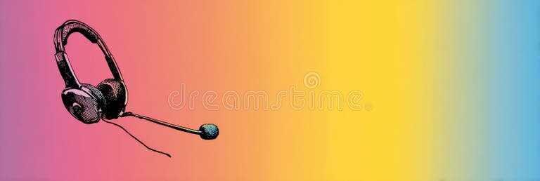 Creative Call Center Headset Illustration on a Vibrant Gradient ...