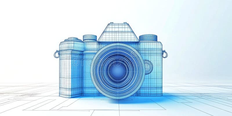 Camera Blueprint Wireframe Style Photo Technology Innovation Artistic ...