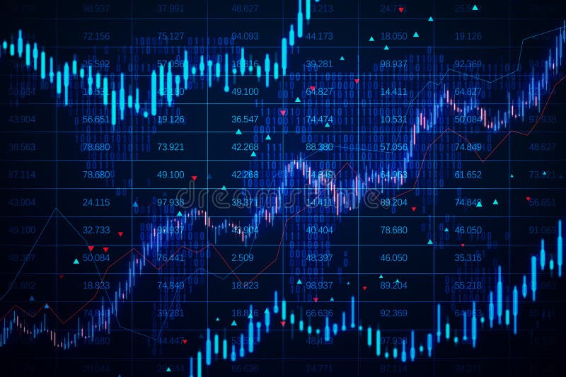 Creative Candlestick Forex Chart with Index on Dark Background. Trade ...