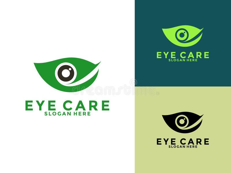 Creative Care Eye Concept Logo Design Template, Modern Eye Vision Logo Design with Leaf Icon ...