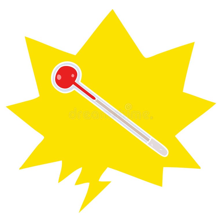 A Creative Cartoom Thermometer and Speech Bubble in Retro Style Stock ...