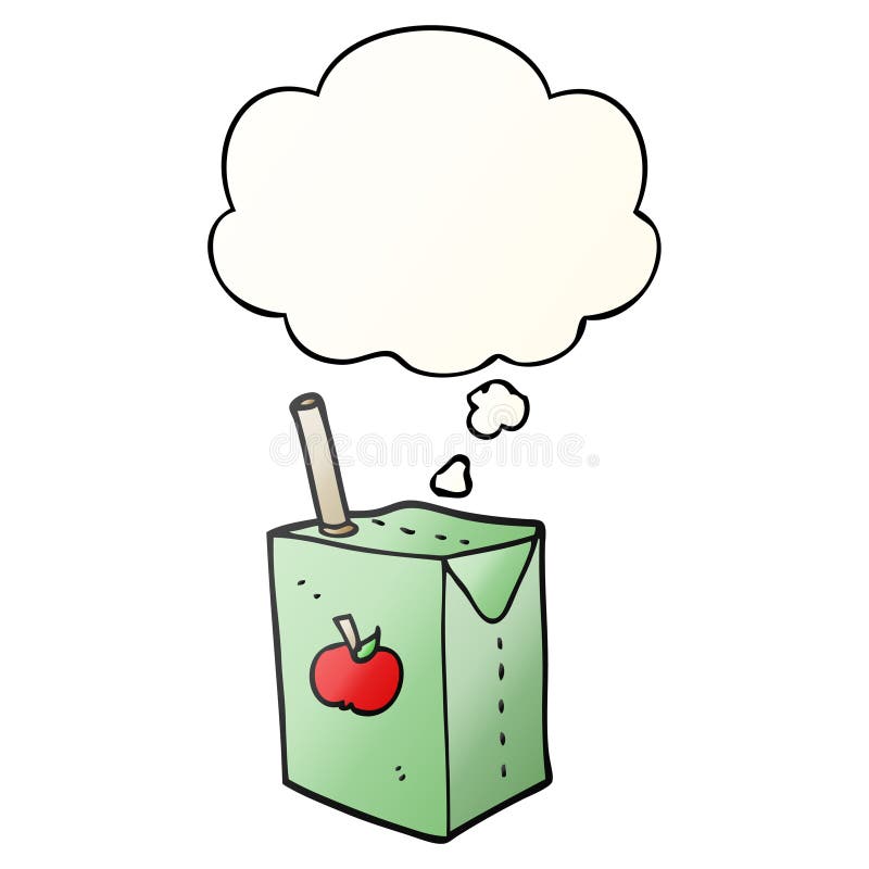 A Creative Cartoon Apple Juice Box and Thought Bubble in Smooth ...