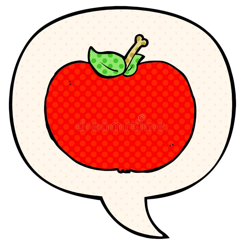 A Creative Cartoon Apple and Speech Bubble in Comic Book Style Stock ...