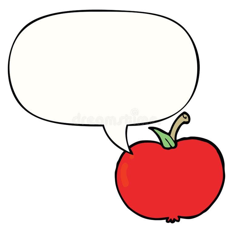 A Creative Cartoon Apple and Speech Bubble Stock Vector - Illustration ...