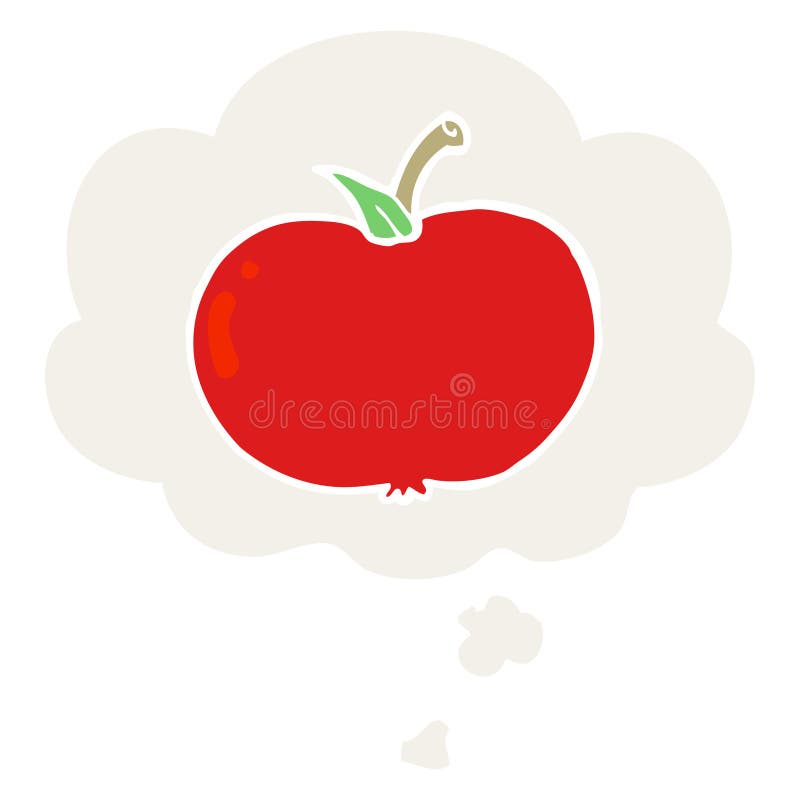 A Creative Cartoon Apple and Thought Bubble in Retro Style Stock Vector ...