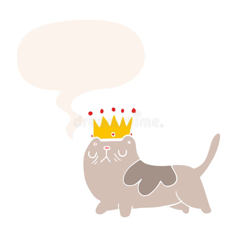 A Creative Cartoon Arrogant Cat and Speech Bubble in Retro Style Stock ...