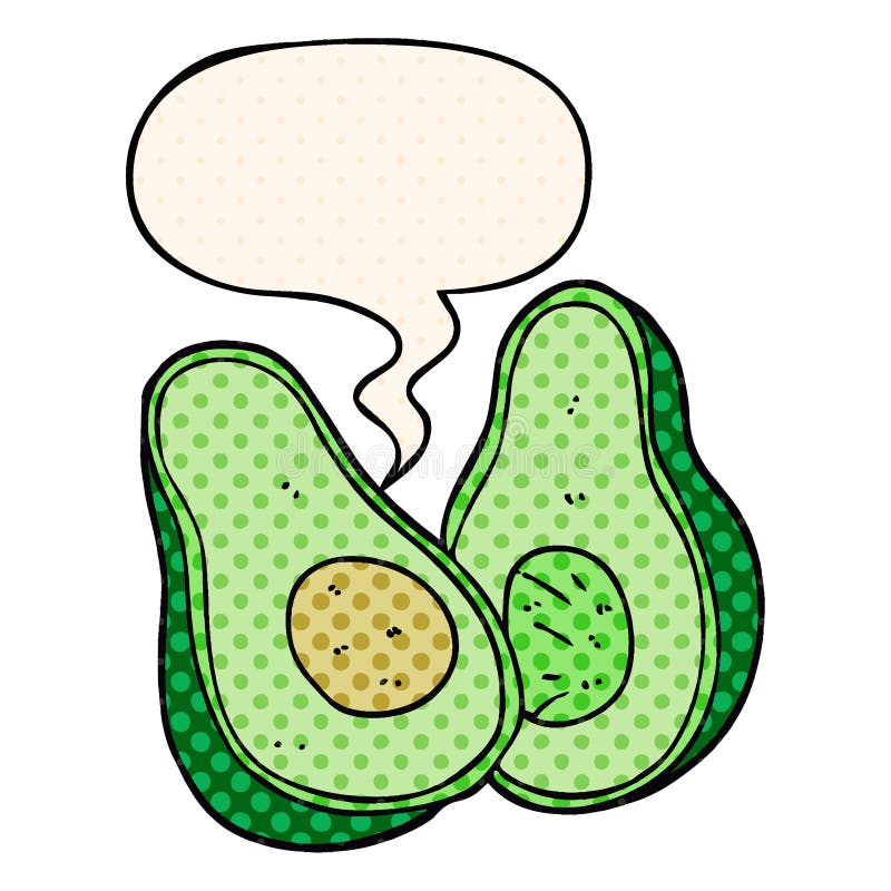 A Creative Cartoon Avocado and Speech Bubble in Comic Book Style Stock ...