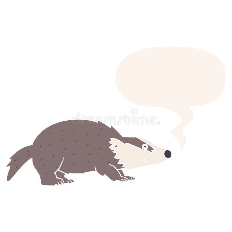 A Creative Cartoon Badger and Speech Bubble in Retro Style Stock Vector ...