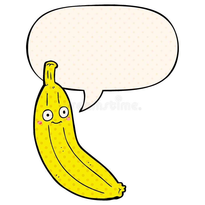A Creative Cartoon Banana and Speech Bubble in Comic Book Style Stock ...