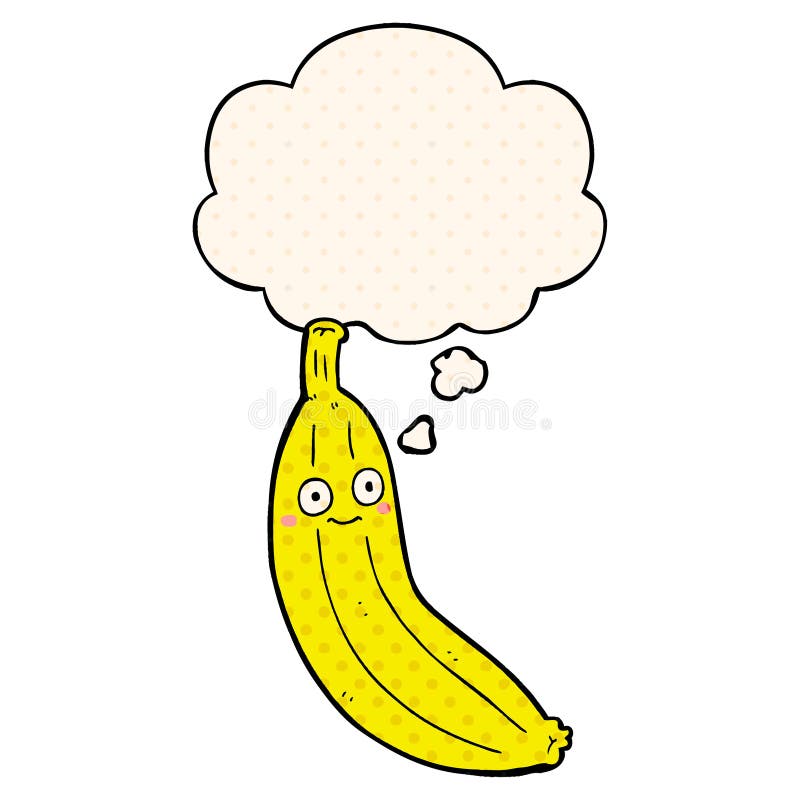A Creative Cartoon Banana and Thought Bubble in Comic Book Style Stock ...