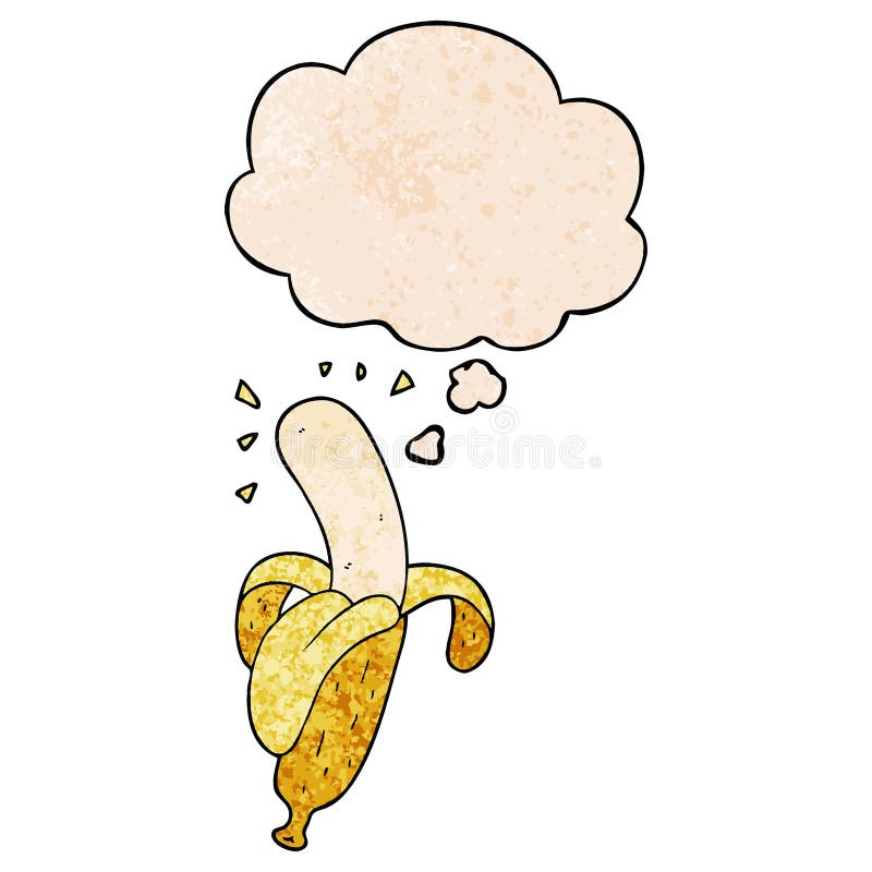 A Creative Cartoon Banana and Thought Bubble in Grunge Texture Pattern ...