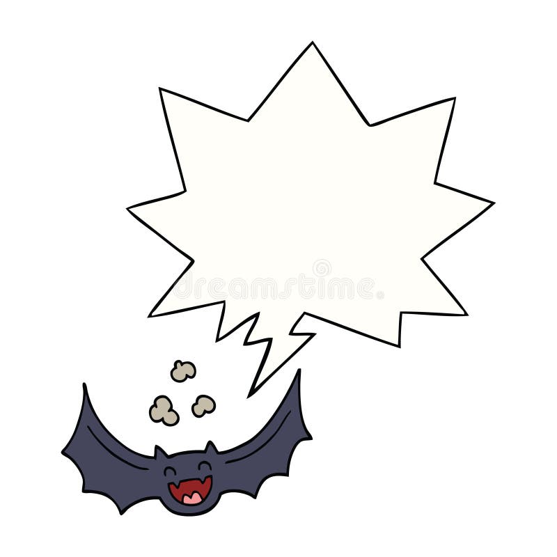 A Creative Cartoon Bat and Speech Bubble Stock Vector - Illustration of ...
