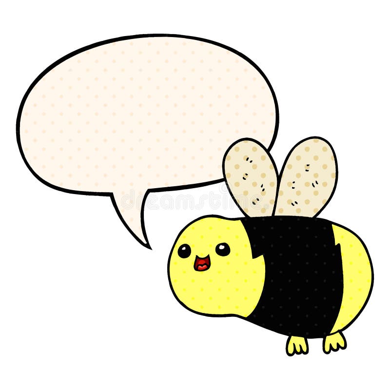 A Creative Cartoon Bee and Speech Bubble in Comic Book Style Stock ...