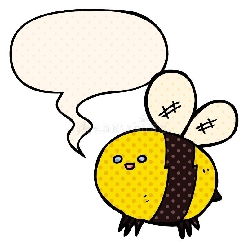 A Creative Cartoon Bee and Speech Bubble in Comic Book Style Stock ...